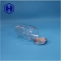 China Transparent Round Plastic PET Jar 360ml 56mm Food Grade Candy Container with Aluminium Lid for sale