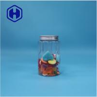 China Transparent Round Plastic PET Jar 360ml 56mm Food Grade Candy Container with Aluminium Lid for sale