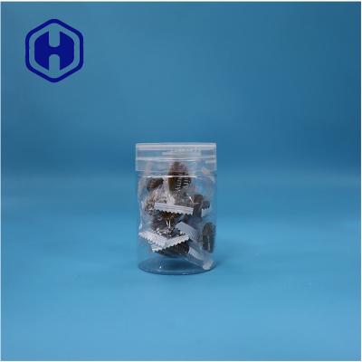 China Round Clear PET Plastic Jar 240ml 65mm Diameter Flat Screw Top Lid for Candies Nuts for sale