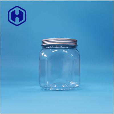 China Polygonal Shape PET Plastic Jar 820ml 87mm Neck with Aluminium Lid for Cookies Candy Nuts for sale