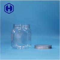 China Polygonal Clear Plastic Candy Jar 820ml with Aluminium Screw Lid Food Grade PET for sale