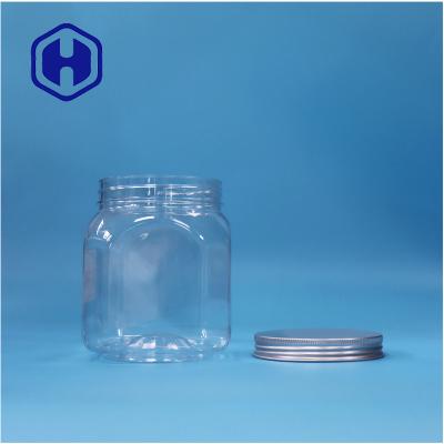 China Polygonal Clear Plastic Candy Jar 820ml with Aluminium Screw Lid Food Grade PET for sale