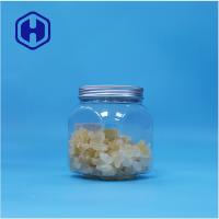 China Polygonal Clear Plastic Candy Jar 820ml with Aluminium Screw Lid Food Grade PET for sale