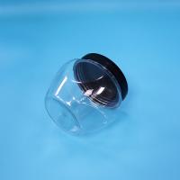 China Clear PET Plastic Candy Cookie Jar 520ml 87mm Screw Flat Lid Food Grade BPA Free for sale