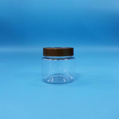 China Food Grade PET Round Plastic Jars 180ml 72mm Diameter Clear Screw Lid Candy Cookie for sale