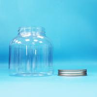 China Transparent PET Round Food Jar 2180ml with Aluminum Screw Lid 94mm for sale