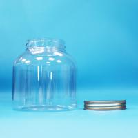 China Transparent PET Round Food Jar 2180ml with Aluminum Screw Lid 94mm for sale