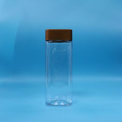China Cheap Empty PET Transparent Wide Mouth Rectangle Plastic Candy Nuts Jar Screw Cap for sale