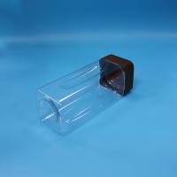 China Cheap Empty PET Transparent Wide Mouth Rectangle Plastic Candy Nuts Jar Screw Cap for sale
