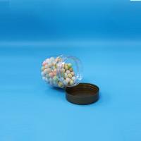 China Transparent Candy Cookie PET Round Plastic Jars Screw Flat Lids Food Grade for sale