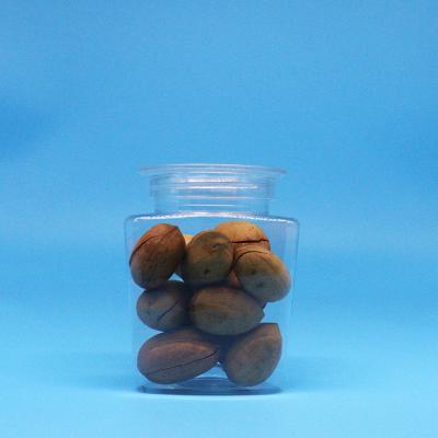 China Food Grade Clear Triangle Shape PET Plastic Jar 300ml with Screw Lid for Candy Cookies for sale