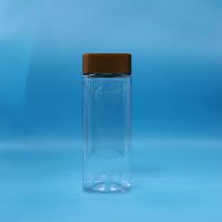 China Empty Transparent Wide Mouth Rectangle PET Plastic Candy Nuts Jar Screw Flat Cap for sale