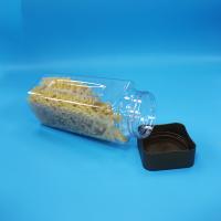 China Empty Transparent Wide Mouth Rectangle PET Plastic Candy Nuts Jar Screw Flat Cap for sale