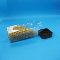 China Empty Transparent Wide Mouth Rectangle PET Plastic Candy Nuts Jar Screw Flat Cap for sale
