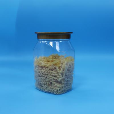 China Clear Plastic PET Food Storage Jar 940ml 83mm Screw Lid for Nuts Baby Food for sale