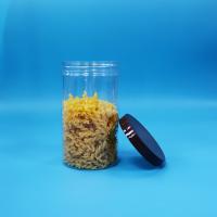 China Clear PET Plastic Snack Jar 640ml 82mm with Black Screw Cap Airtight Food Container for sale