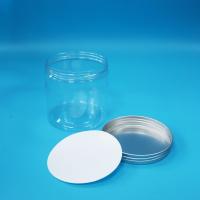 China Clear PET Plastic Cookies Jar 650ml 22oz Round Wide Mouth Cylinder with Aluminum Screw Cap for sale