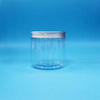 China Clear PET Plastic Cookies Jar 650ml 22oz Round Wide Mouth Cylinder with Aluminum Screw Cap for sale