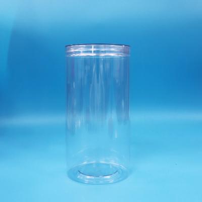 China Clear PET Cylinder Round Food Grade Plastic Jar 1450ml Screw Cap for Candy Cookies for sale