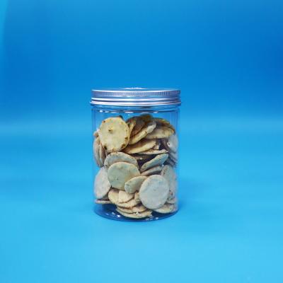 China Custom 500ml Clear PET Plastic Jar with Aluminum Flat Lid 82mm Food Grade for sale