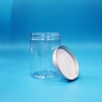 China Custom 500ml Clear PET Plastic Jar with Aluminum Flat Lid 82mm Food Grade for sale
