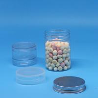 China Empty PET Food Grade Cylinder Jar 240ml 65mm Diameter Screw Flat Lid Transparent Candy Container for sale