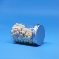 China Empty PET Food Grade Cylinder Jar 240ml 65mm Diameter Screw Flat Lid Transparent Candy Container for sale