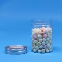China Empty PET Food Grade Cylinder Jar 240ml 65mm Diameter Screw Flat Lid Transparent Candy Container for sale
