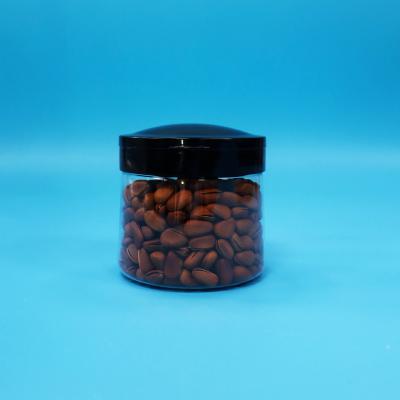 China Food Grade Clear PET Plastic Jar 310ml 87mm Diameter with Black Screw Lid for sale