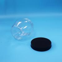 China Food Grade PET Candy Jar 520ml 17.6oz Clear Body Black Screw Lid Airtight Leakproof for sale