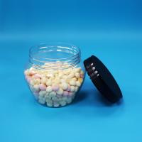 China Food Grade PET Candy Jar 520ml 17.6oz Clear Body Black Screw Lid Airtight Leakproof for sale