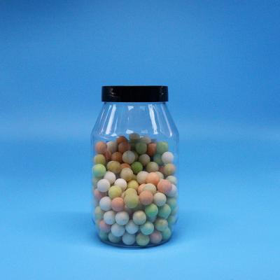 China Clear Round Wide Mouth PET Plastic Jar 377ml 52mm Screw Cap Food Grade for sale