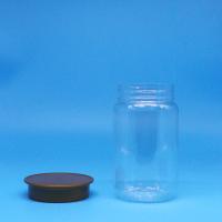 China Clear PET Plastic Tall Round Jar 399ml 71mm Diameter Screw Flat Cap for Candy Biscuit Nut Food for sale