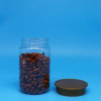 China Clear PET Plastic Tall Round Jar 399ml 71mm Diameter Screw Flat Cap for Candy Biscuit Nut Food for sale