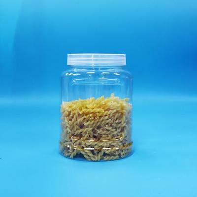 China Food Grade PET Clear Jar 1200ml with Tamper Proof White Cap for Nuts Candy Noodles for sale