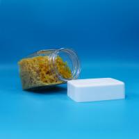 China PET Food Grade Square Jar 1100ml with Screw Top White Lid for Candy Snack Packaging for sale