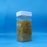 China White Plastic Lid Transparent Easy Open Food PET Square Shape Plastic Candy Jar for sale