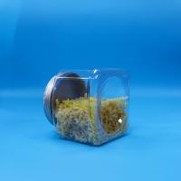 China Food Grade PET Clear Square Plastic Jar 1260ml with Aluminium Lid for Candy Snack for sale