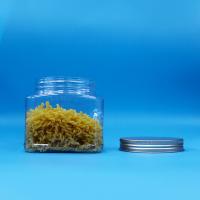 China Food Grade PET Clear Square Plastic Jar 1260ml with Aluminium Lid for Candy Snack for sale