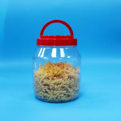 China Food Grade PET Wide Mouth Cylindrical Jar 1360ml 99mm Screw Red Lid for sale