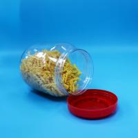 China Food Grade PET Wide Mouth Cylindrical Jar 1360ml 99mm Screw Red Lid for sale