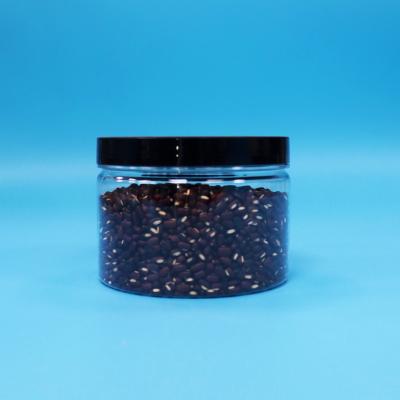 China Round Clear PET Plastic Jar 370ml 96mm Screw Lid Food Grade Cookie Candy Container for sale