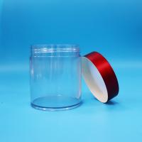 China Food Grade PET Transparent Plastic Jar 550ml 95mm Screw Red Lid BPA Free for sale