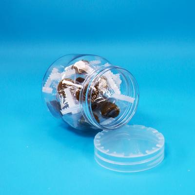 China Food Grade Small Empty Candy Cookies Clear PET Plastic Jars Tamper Proof Screw Cap for sale