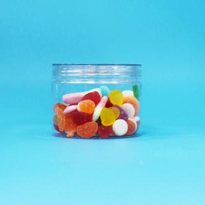 China Clear PET Plastic Dry Food Candy Cookies Nuts Gift Jars 260ml 80mm Screw Lid Food Grade for sale