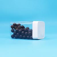 China BPA Free Square Clear PET Plastic Storage Jar 400ml 13.5oz with White Screw Lid for sale
