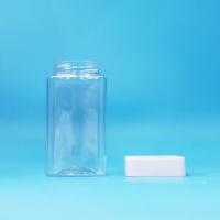 China Food Grade Transparent Square PET Plastic Jar 450ml 68mm with White Screw Lid for Candy Cookies Jam for sale