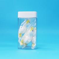 China Square White Lid Transparent PET Plastic Food Jar 450ml 68mm Food Grade Candy Cookies Container for sale