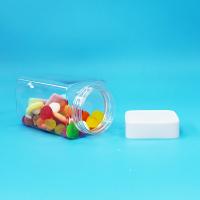 China Square White Lid Transparent PET Plastic Food Jar 450ml 68mm Food Grade Candy Cookies Container for sale