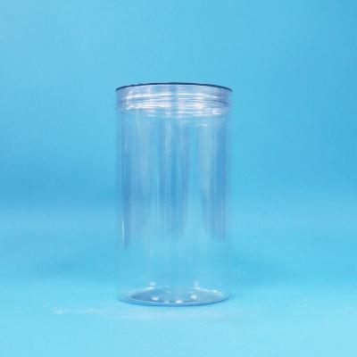 China Food Grade PET Plastic Candy Jar 720ml Clear Screw Cap Round Shape Cookie Container for sale